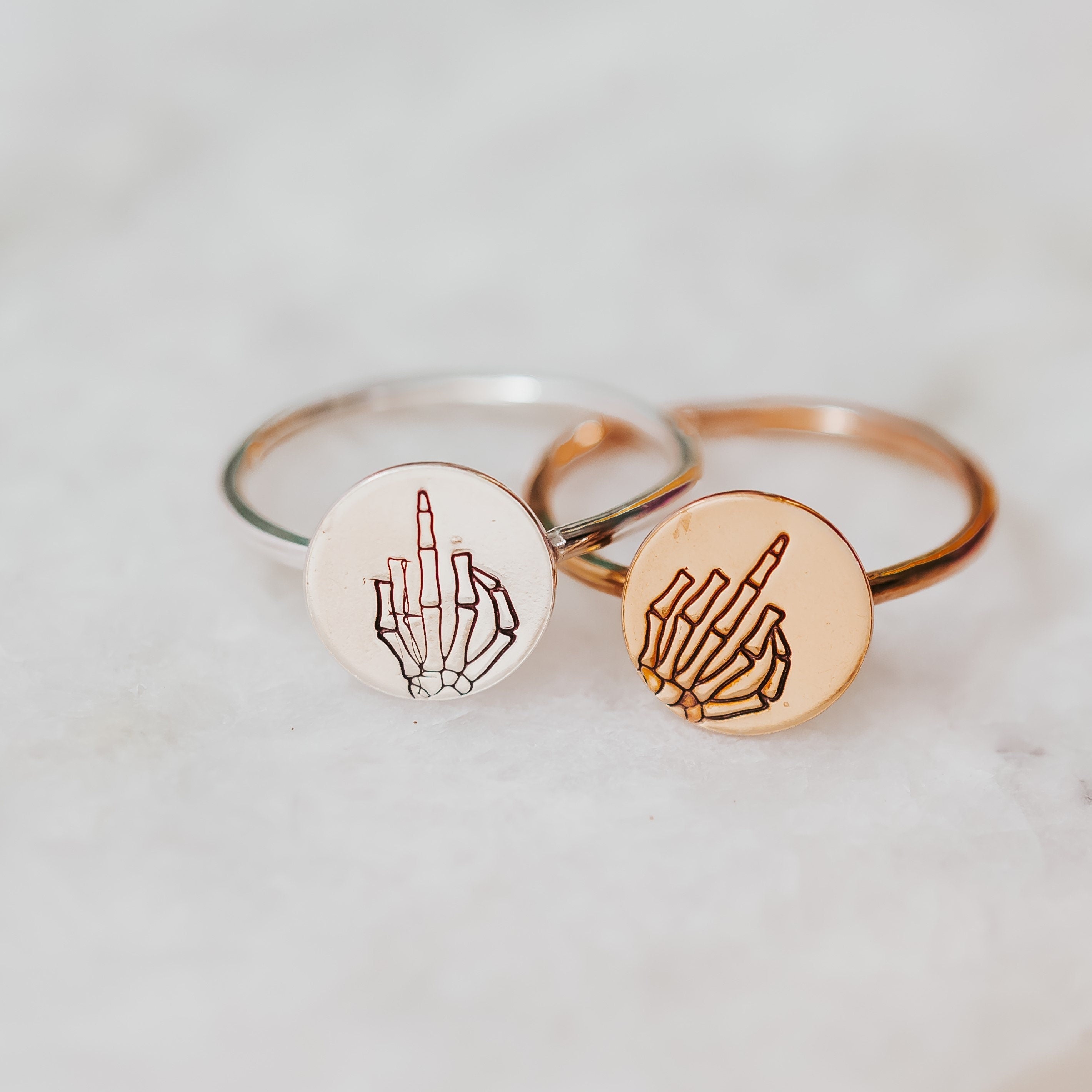 Middle Finger Skeleton Ring: Sterling Silver Halloween Band – Salt and ...